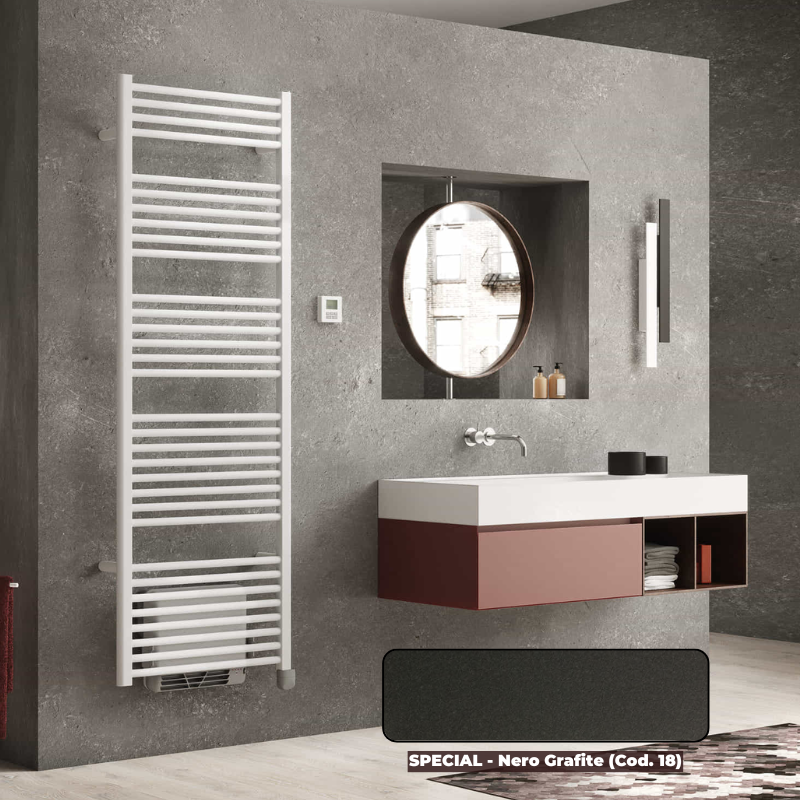 Sèche-serviettes électrique + soufflant 1000W noir graphite FLECHE ...