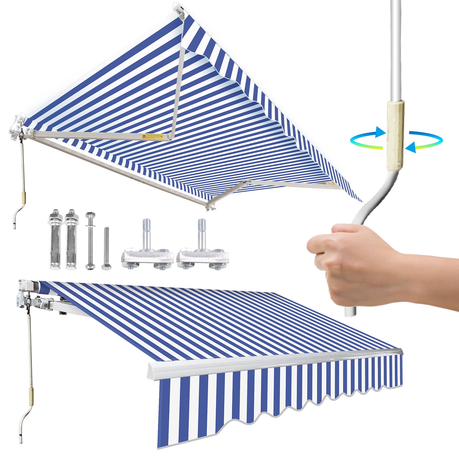 Store Banne Manuel 350 x 300 cm Store extérieur Auvent Balcon Articulé ...