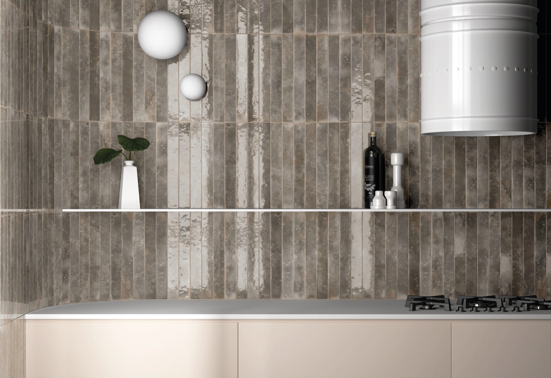 Carrelage faïence mur gris rectangulaire 5x40 cm BALI DARK PEARL (vendu ...
