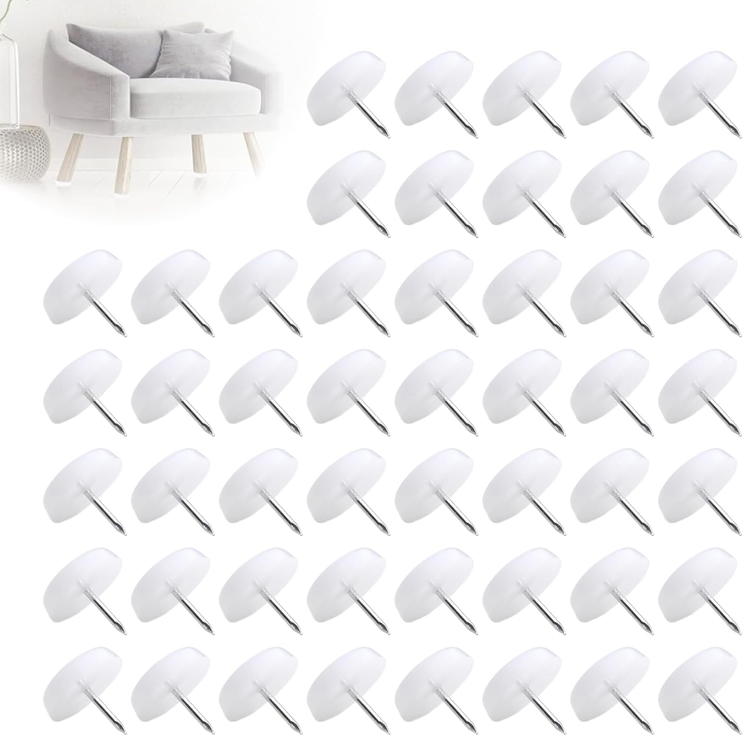 50 PCS Patin Chaise Glisse, Patins Chaise a Clouer pour Meubles pour ...