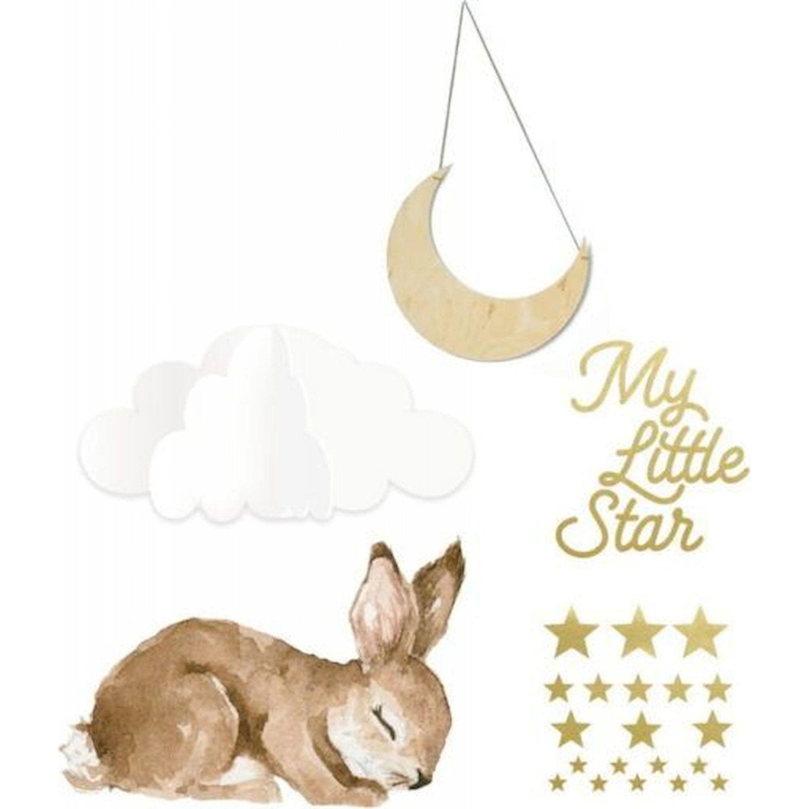 Sticker Mural Lapin Endormi et Éléments Célestes | Leroy Merlin