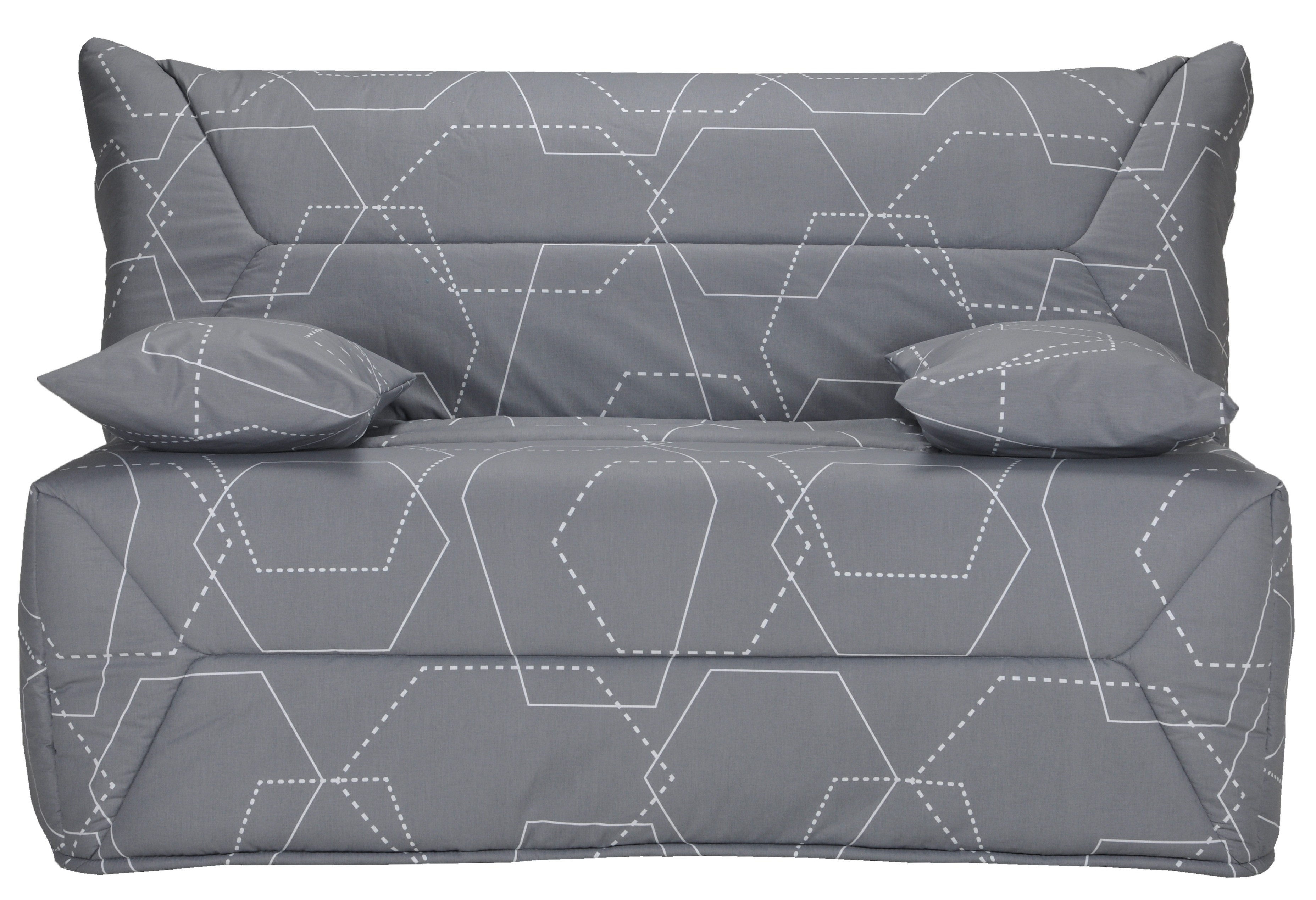 Banquette BZ 140x190 tissu graphique gris matelas 12cm City essentiel ...