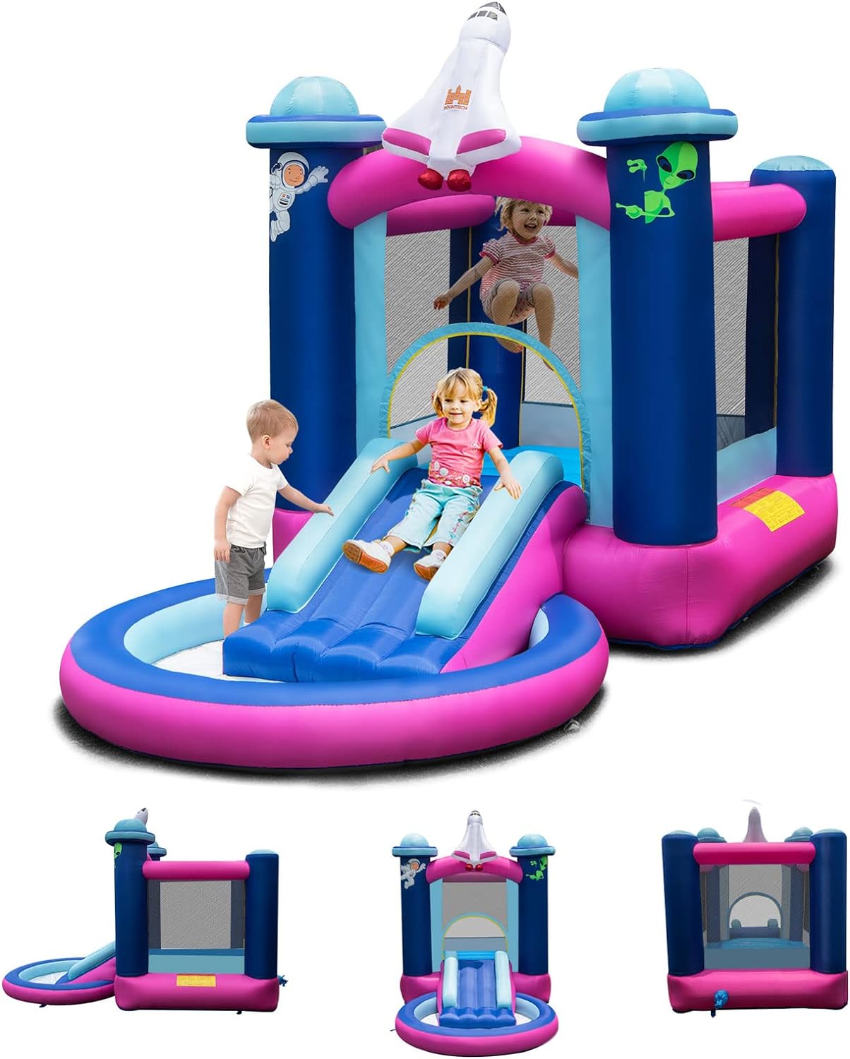 Casa inflable con tobogán, 207 x 393 x 270 cm, para interiores y ...