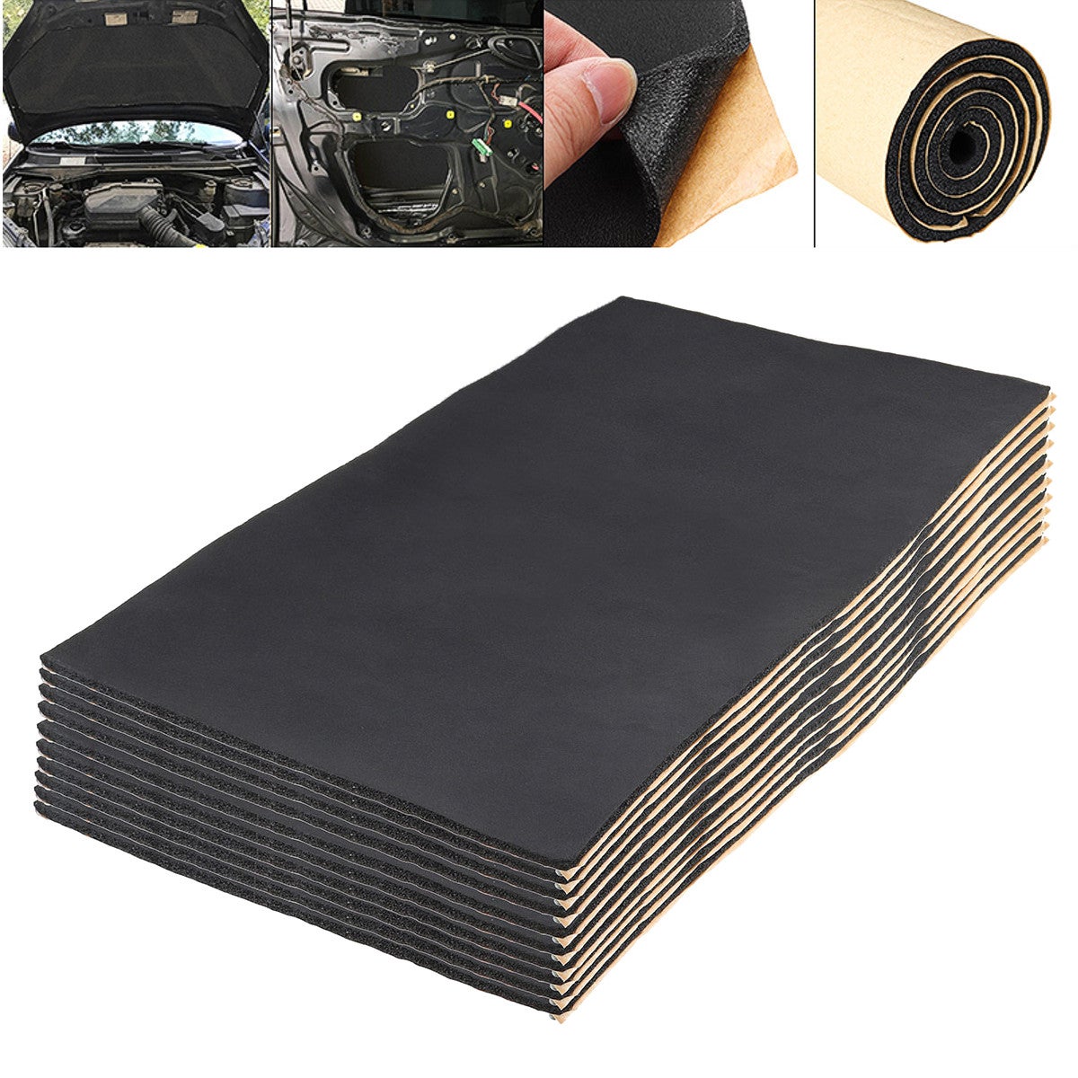 9Pcs Tapis Isolation 6mm Voiture Insonorisation Thermique Capot Mat ...