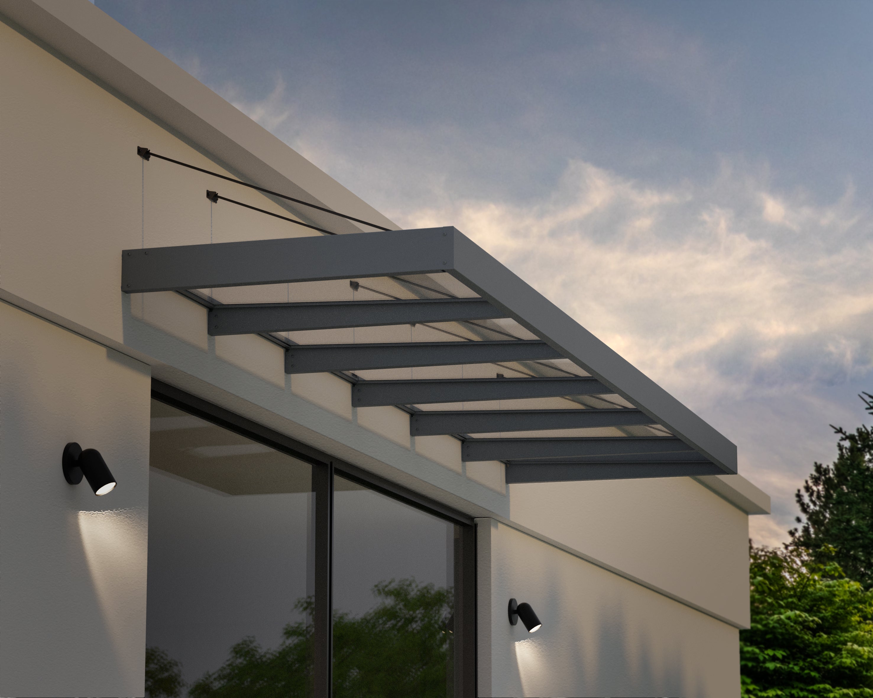 Marquesina para puerta Sophia XL 140x565 cm transparente Canopia ...