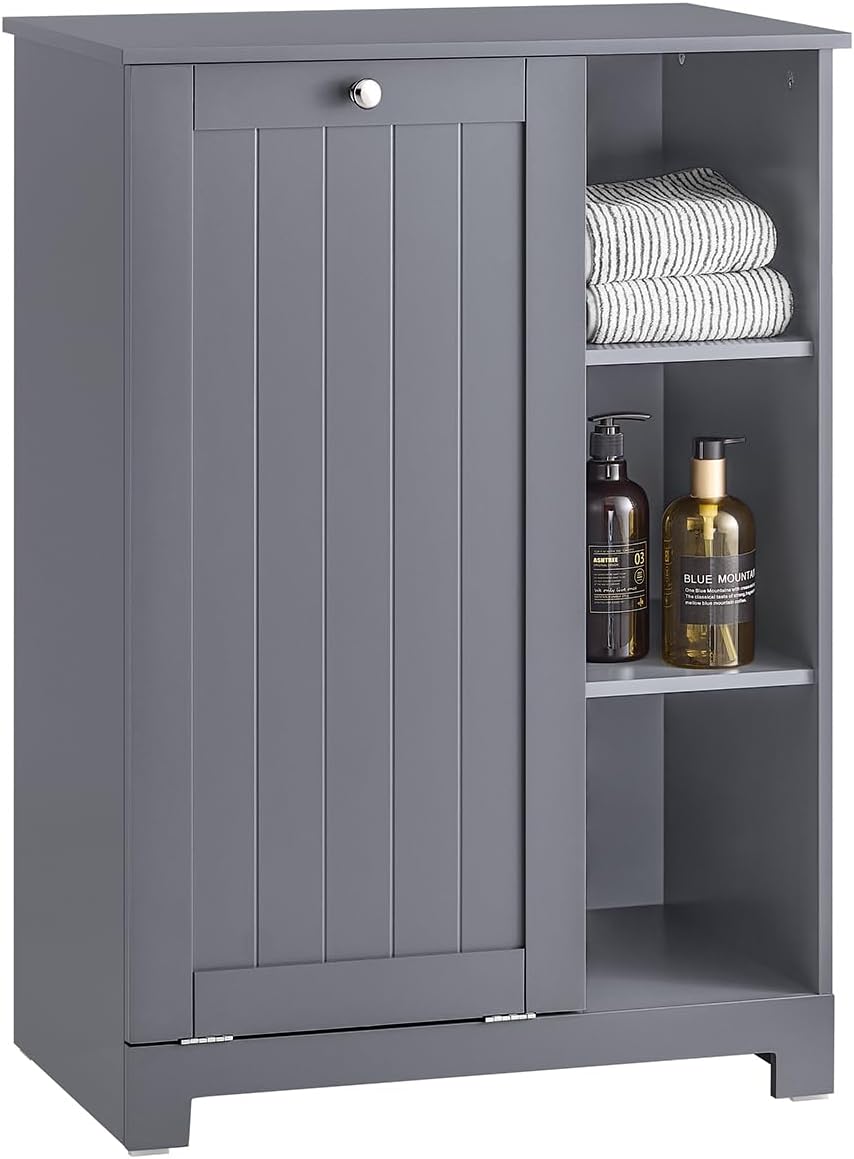 SoBuy BZR105-DG Armoire à Linge avec Sac à Linge, Meuble Bas de Salle ...