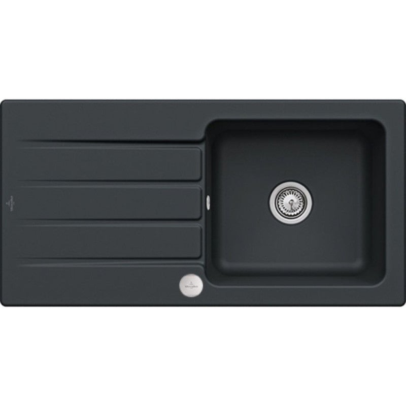 Evier 1 bac VILLEROY ET BOCH Architectura 60 Pure Black avec vidage ...
