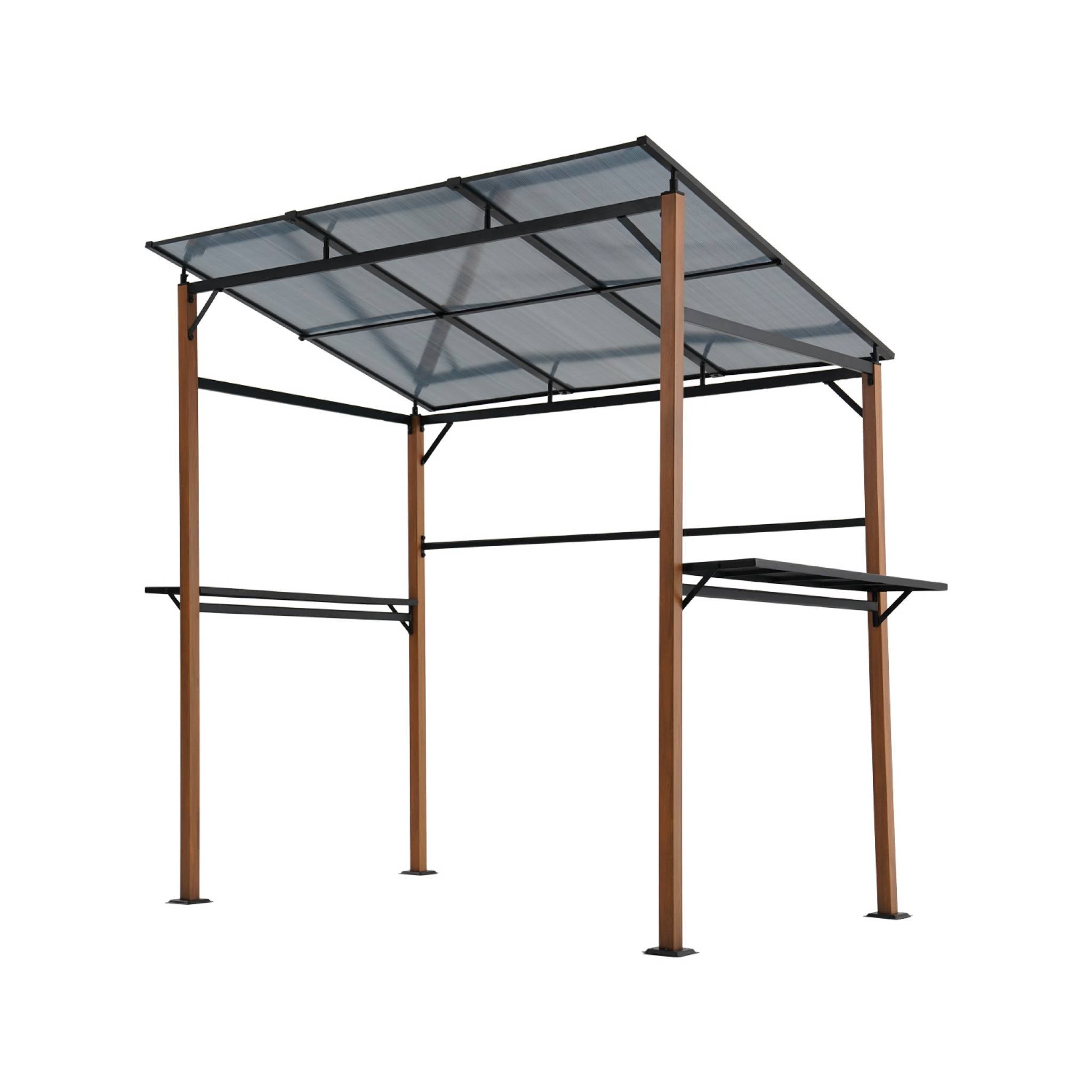 Abri de barbecue. gazebo pour barbecue. 2 tables latérales. gris ...