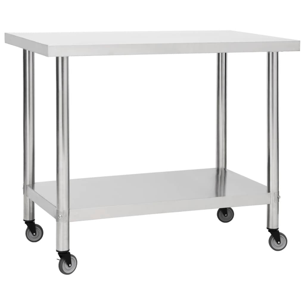 Maison Exclusive - Table de travail de cuisine avec roues 100x45x85 cm ...