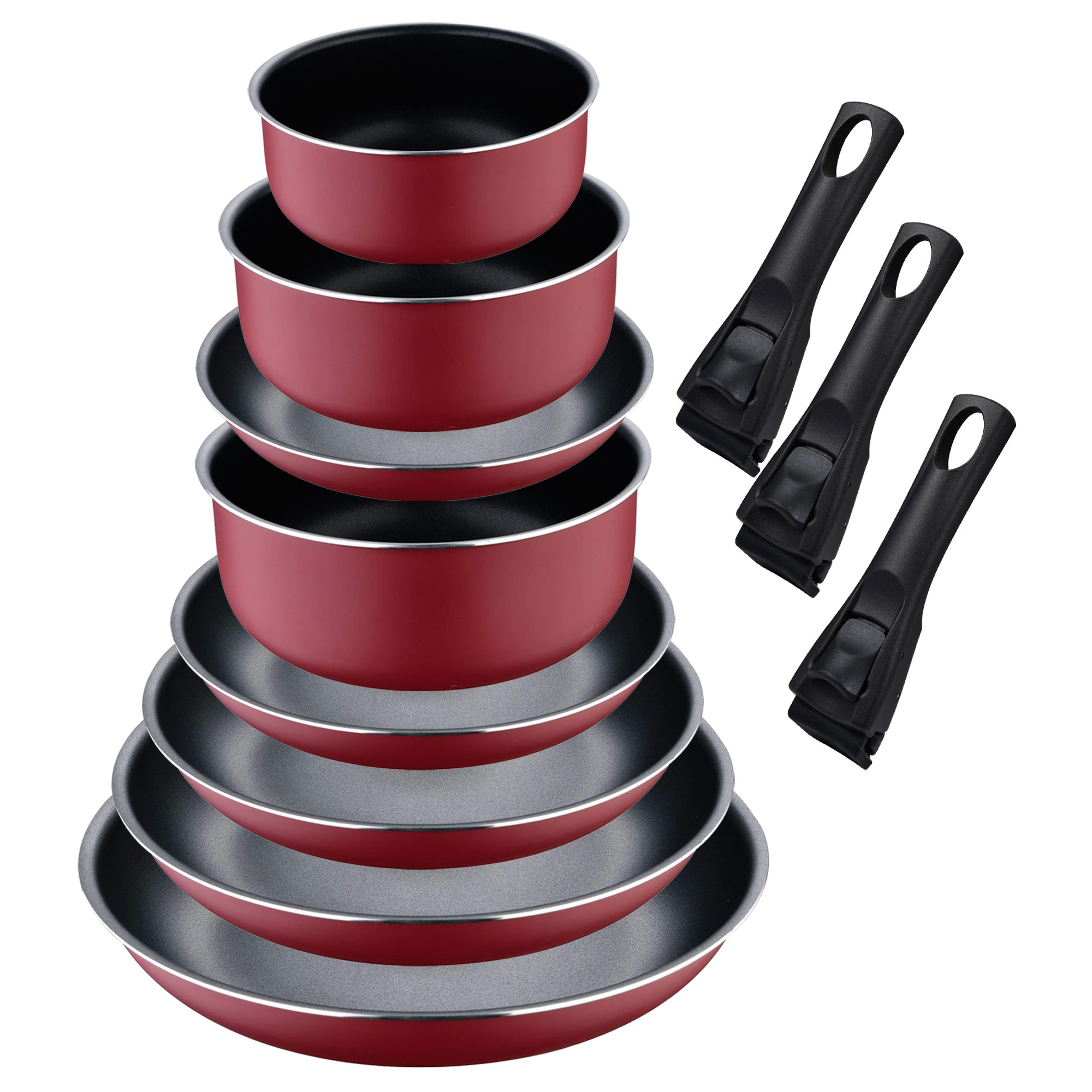 Set de Sartenes Ø18Ø20Ø22Ø24Ø26cm y Cazos Ø16Ø18Ø20cm con Mango ...