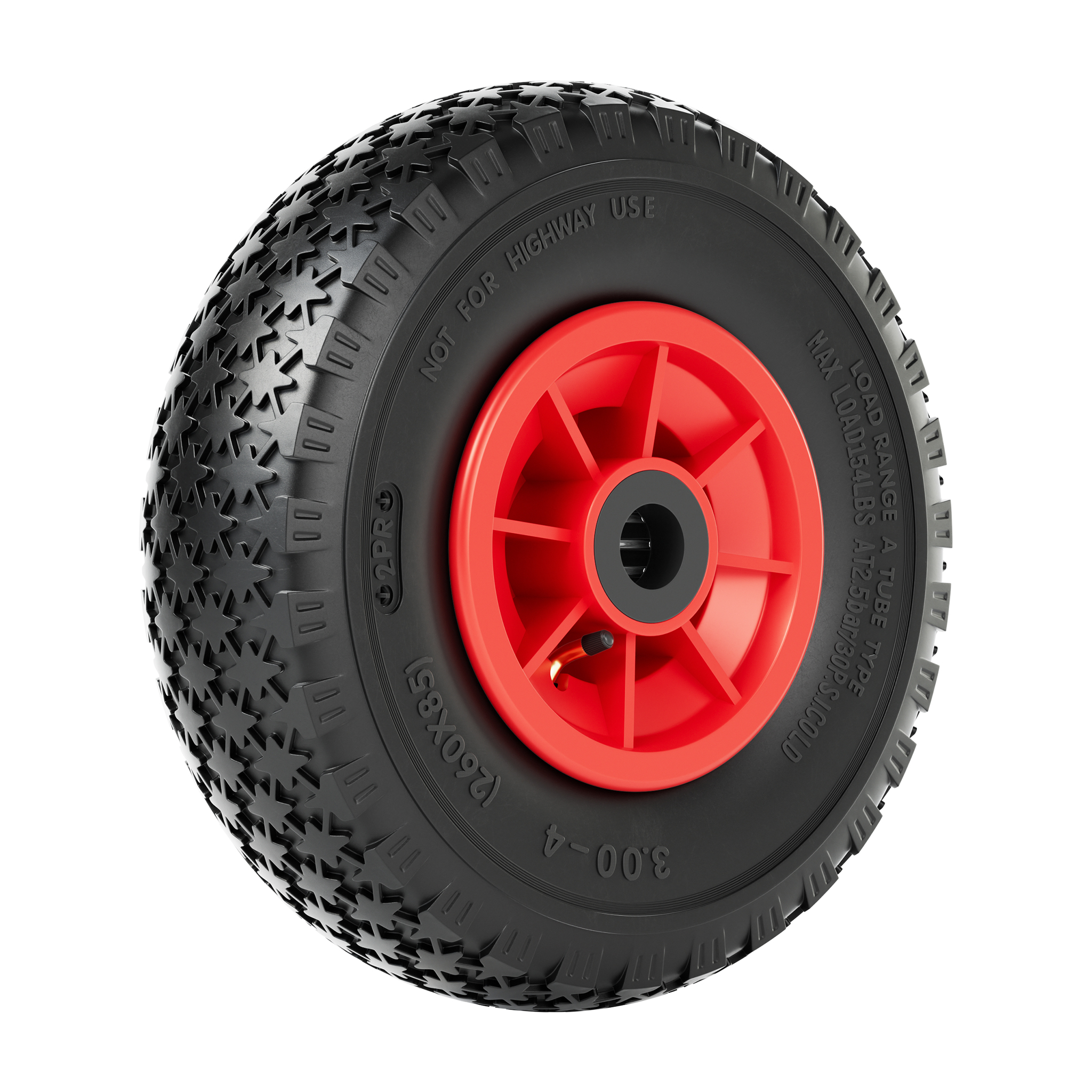 Roue pour diable 3.00-4, Ø 260 mm Pneu avec Chambre à air, Vanne coudée ...