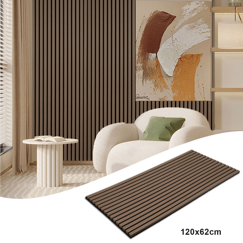 Panneau tasseau Revêtement mural naturel Panneau mural acoustique MDF moderne en placage bois et ...