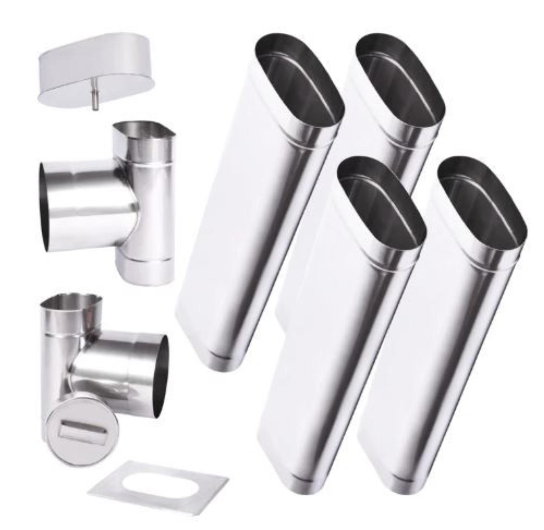Kit conduit cheminée simple paroi ovale de 4 m ø 120x180 mm | Leroy Merlin