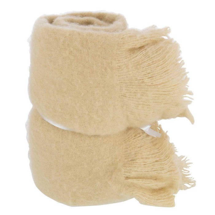 Plaid Uni à Franges "Glen" 130x180cm Beige | Leroy Merlin