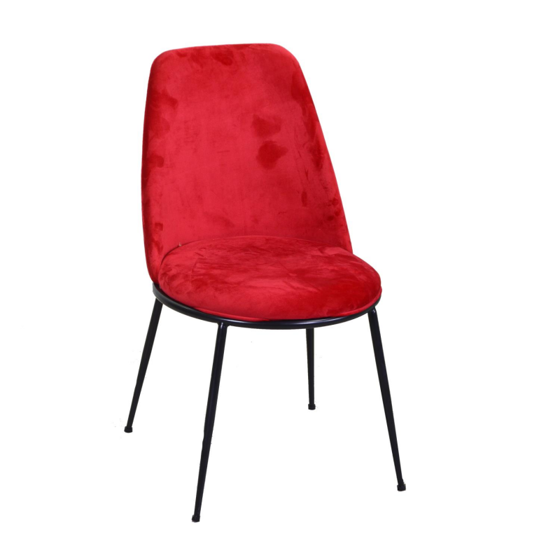 Chaise design en velours et métal rotterdam rouge | Leroy Merlin