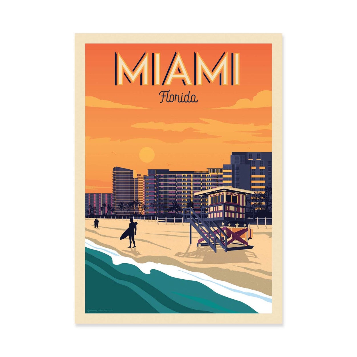 Affiche 50x70 cm - Miami - Olahoop Travel Posters | Leroy Merlin