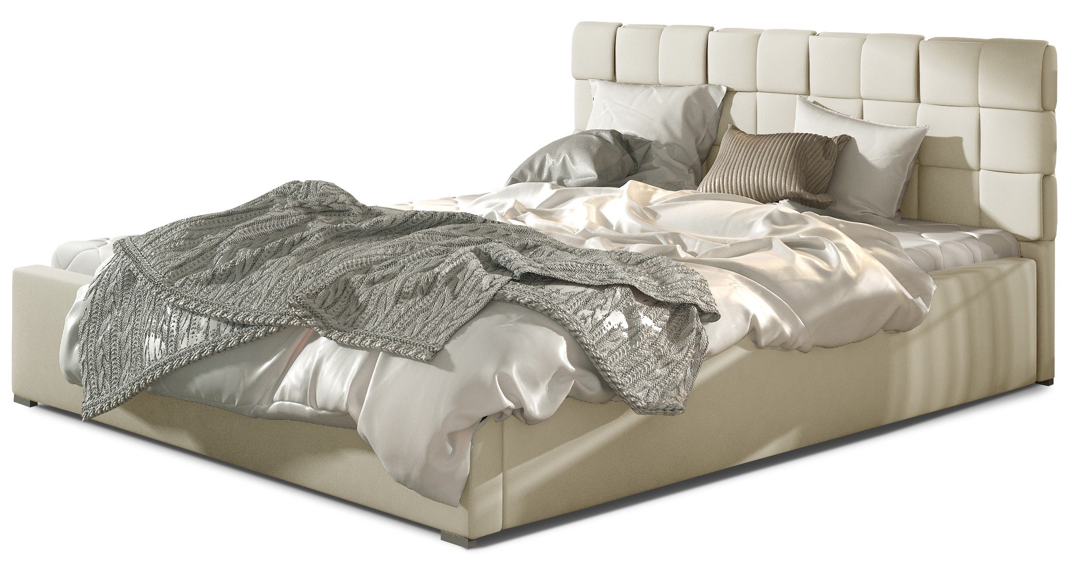 Cama para adultos con cajón Kanda – Acolchada en piel sintética-Color ...