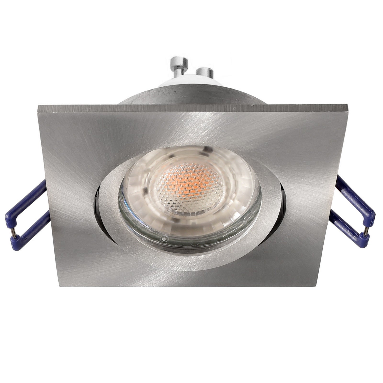 Foco empotrable LED 8W GU10 plata cepillada cuadrado agujero 70mm luz ...