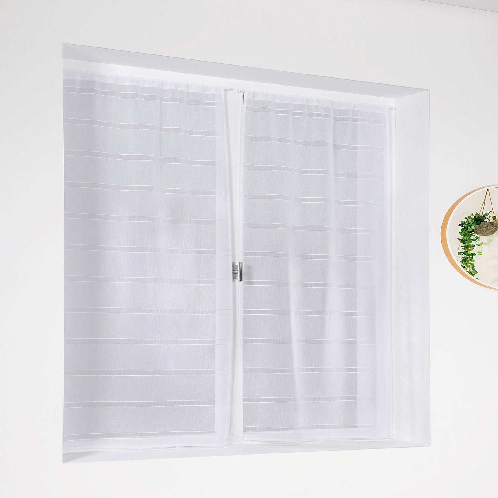 Petits voilages à la paire Cordelette - Blanc - 55x120 cm - Polyester ...