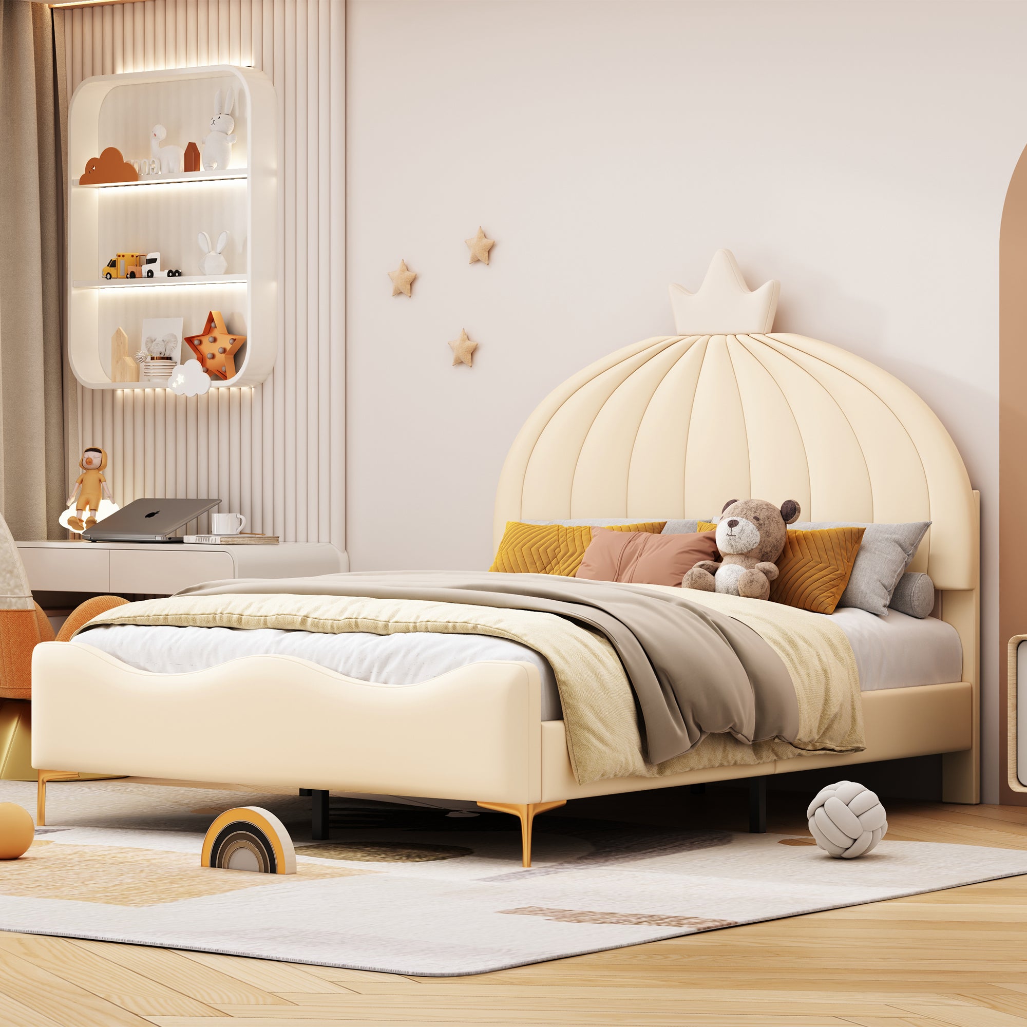 Lit capitonné 140 x 200 cm - Simili cuir et métal - Tête de lit en ...