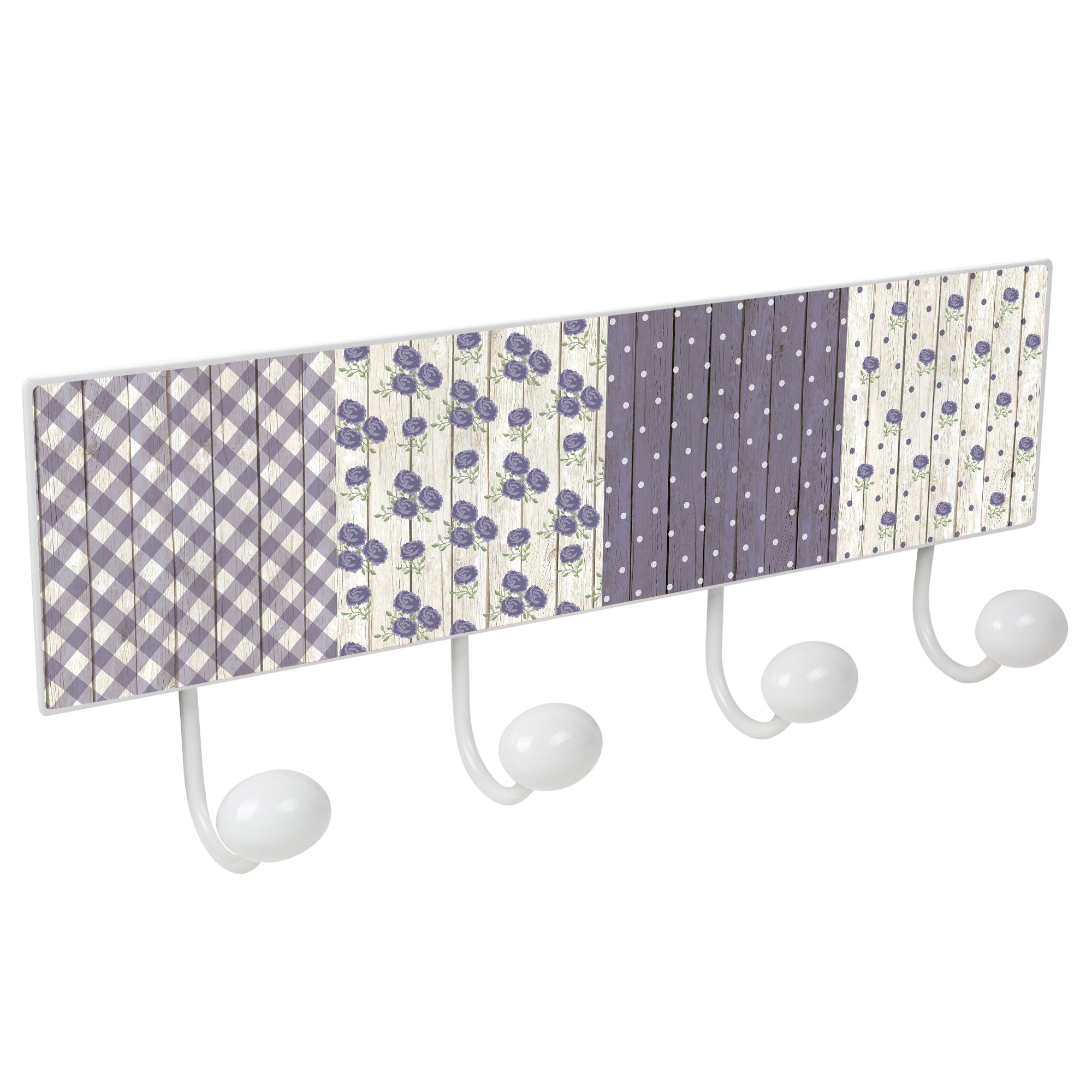 PERCHA pared metal diseño Retro Vintage decoración MORADO con 4 GANCHOS ...