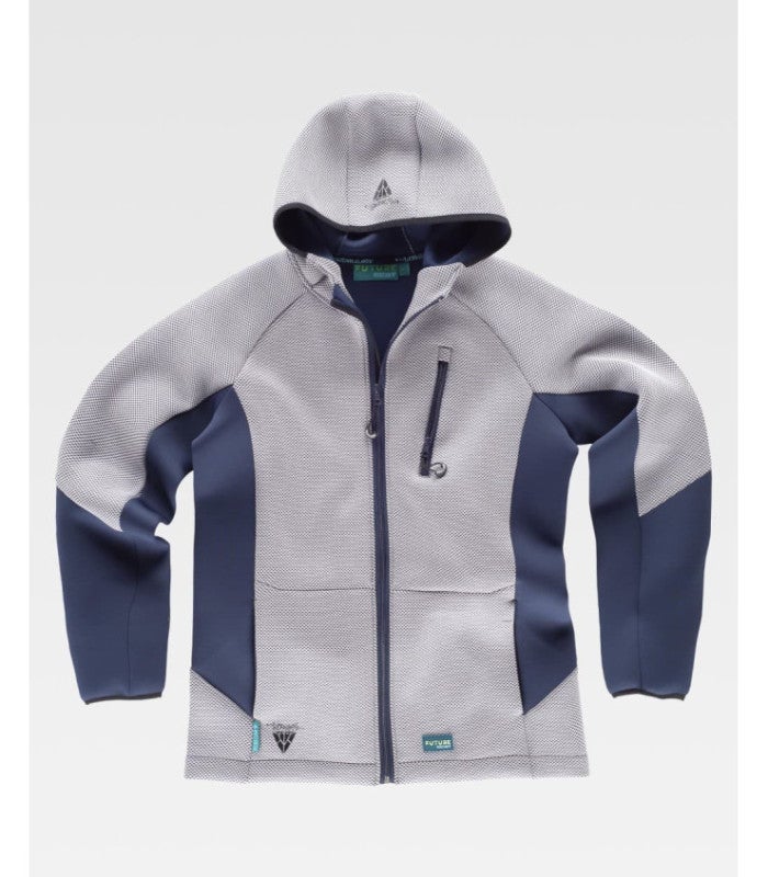 Sudadera combinada con capucha y manga ranglan. Cuello alto con cierre ...