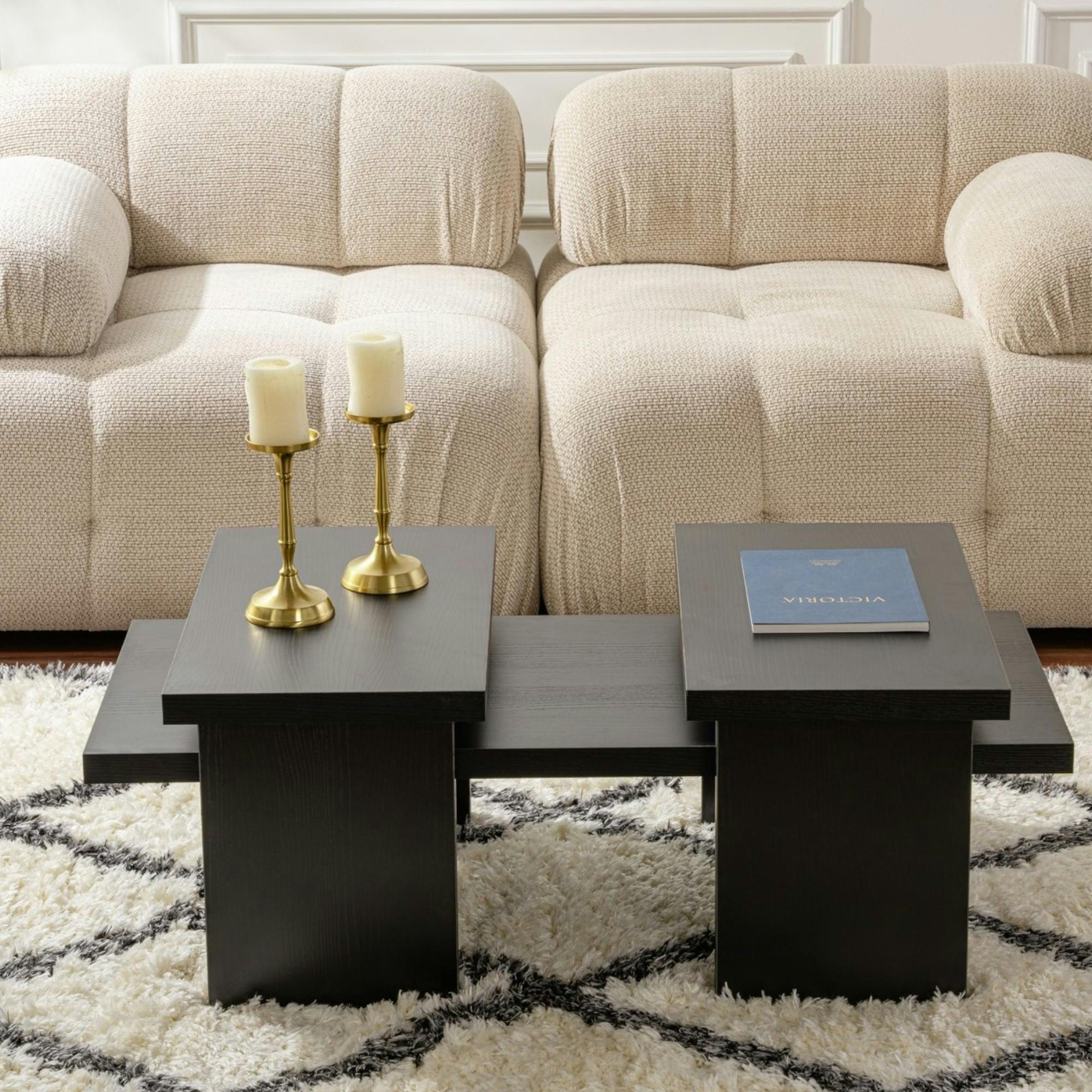 Table basse gigogne design – effet bois noir (3 pièces) MARFA | Leroy ...