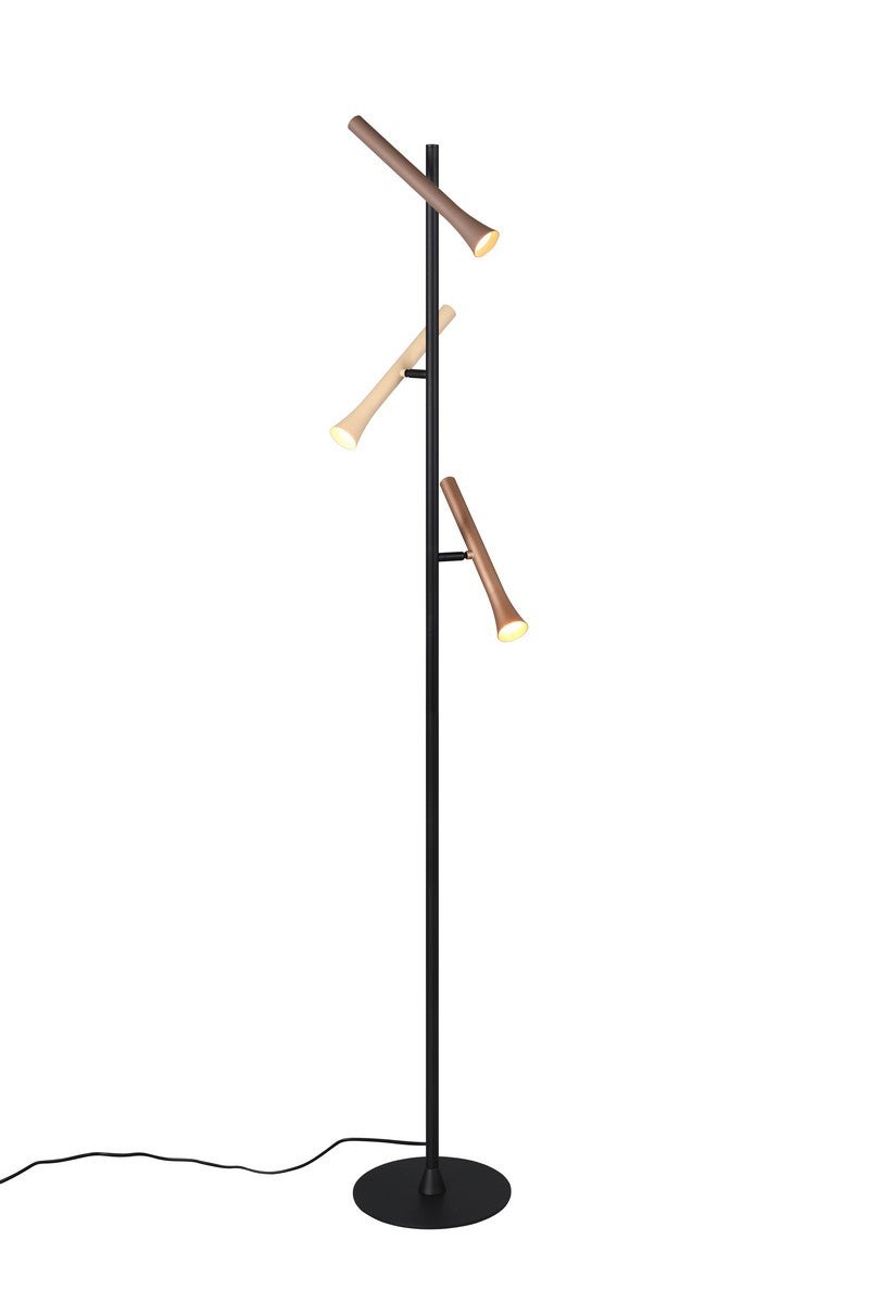 Lampadaire moderne noir/brun LED CCT 3 têtes 150 cm Trio | Leroy Merlin