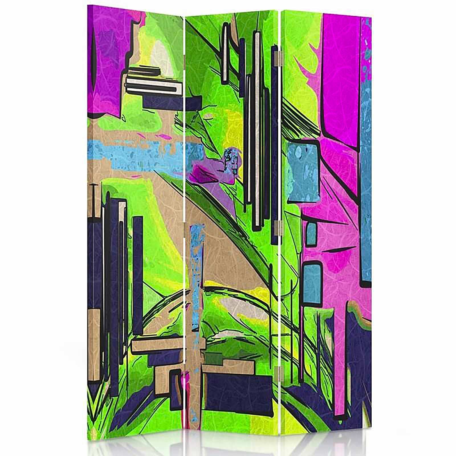 Paravent Design Abstrait Moderne et Coloré 3 Panneaux - 110 x 150 cm ...