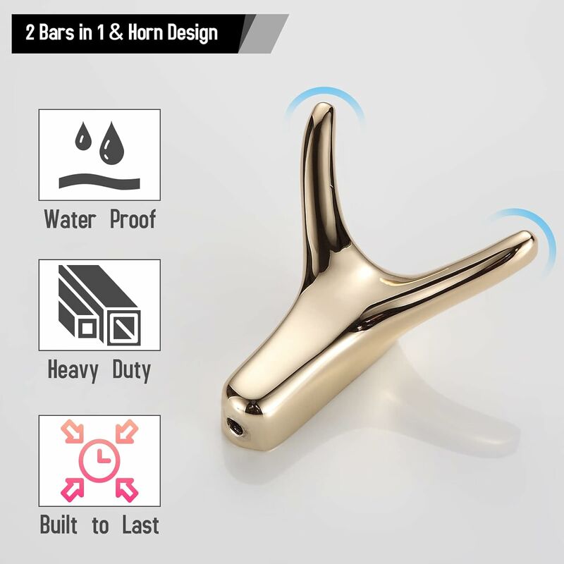 Lot de 1 crochet muraux adhésifs dorés en forme de corne pour salle de ...