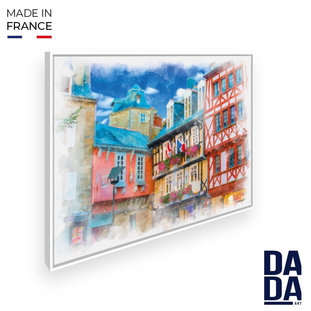 Tableau Maisons à colombages de Quimper / 45x60cm / Cadre Blanc ...