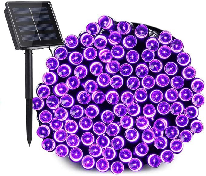 Halloween Guirnalda Luces Exterior Solar, 22M 200 LED Cadena de Luces de Navidad Solares 8 Modos ...