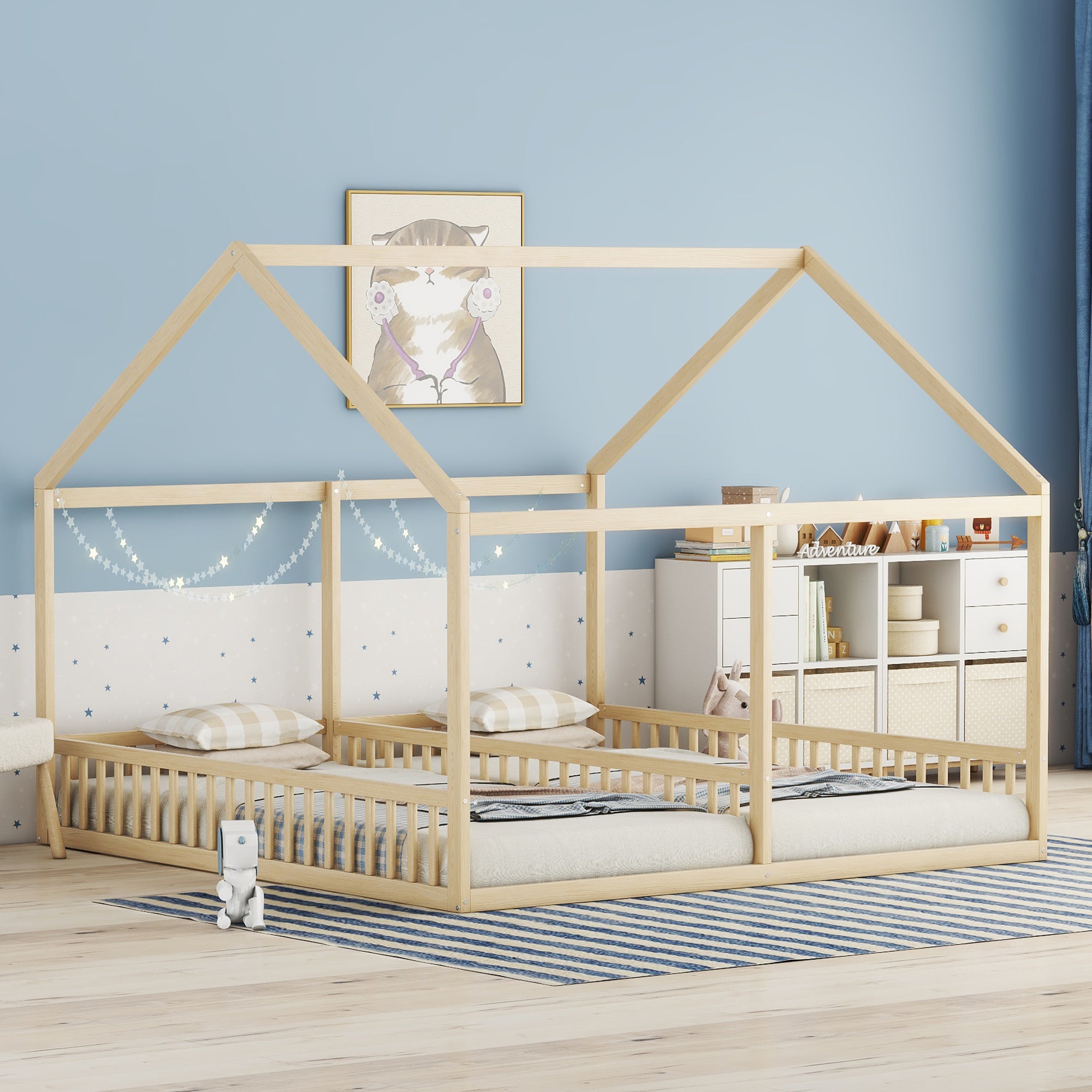 Lit cabane lit simple lit enfant 90x200cm. modèle maison lit 2 en 1 ...