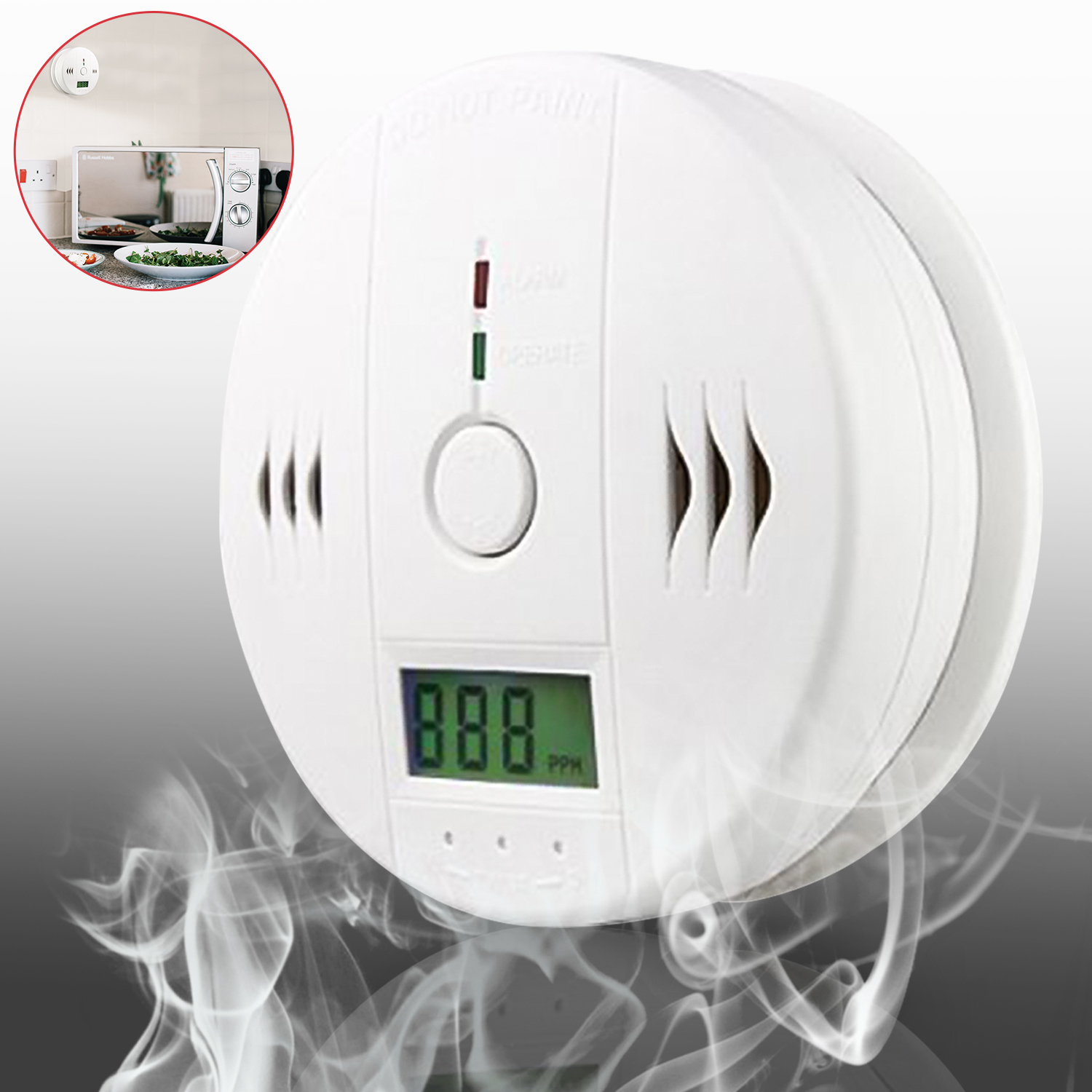 8x Détecteur CO Détecteur de Monoxyde de Carbone avec Alerte Sonore et ...