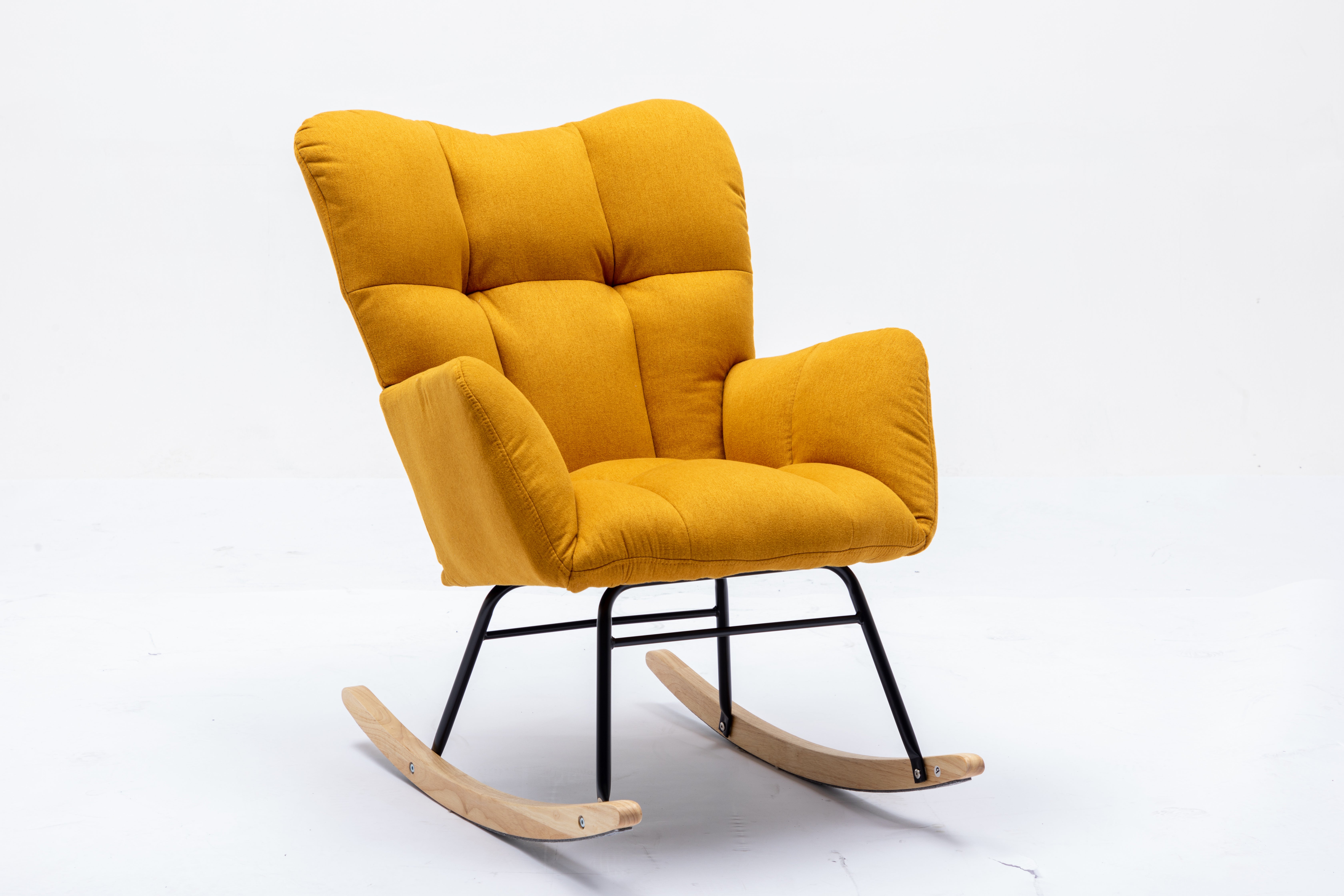 Rocking chair, fauteuil à bascule en tissu de lin, siège capitonné ...