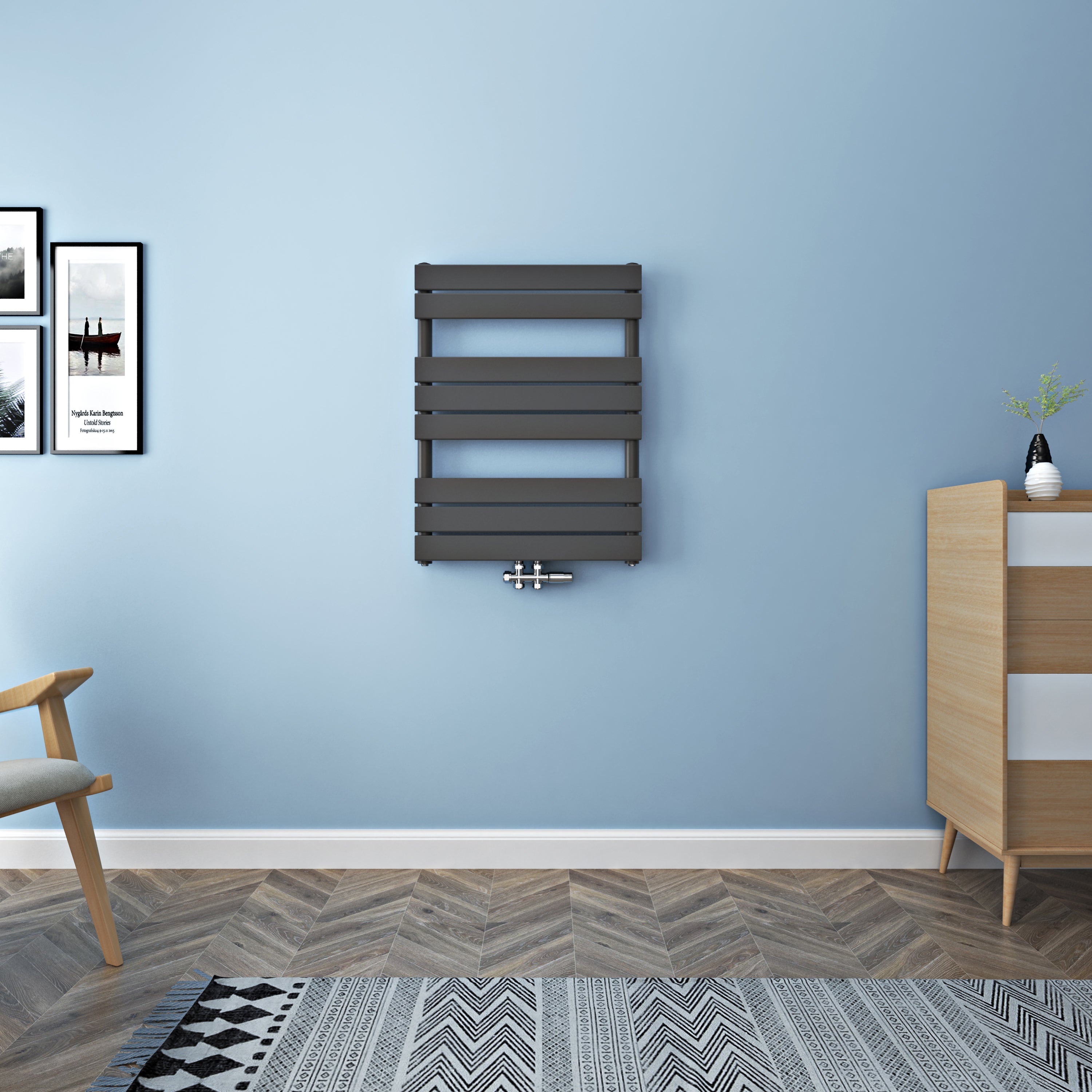 Radiateur eau chaude vertical anthracite acier classique basse ...