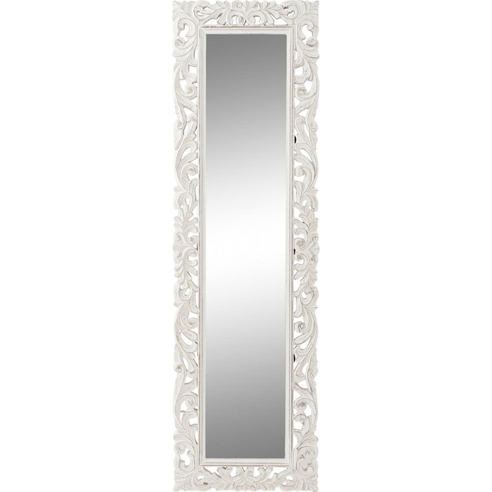 Miroir esprit mango finition décapée blanc élégant 44 x 3 x 151 cm ...