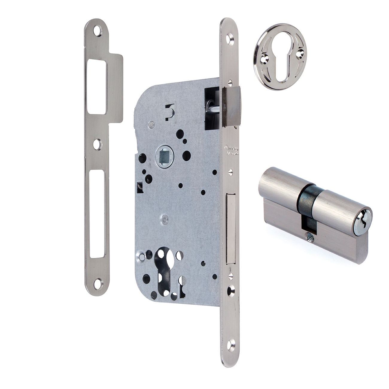 Serrure à Encastrer Bout Rond Nickel Satiné pour Portes d'Entrée ...