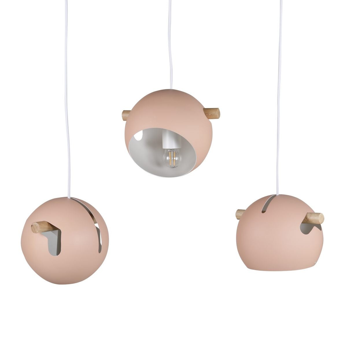 Lampe Suspension Design 3 Lampes "Tubbie" 73cm Rose Poudré | Leroy Merlin