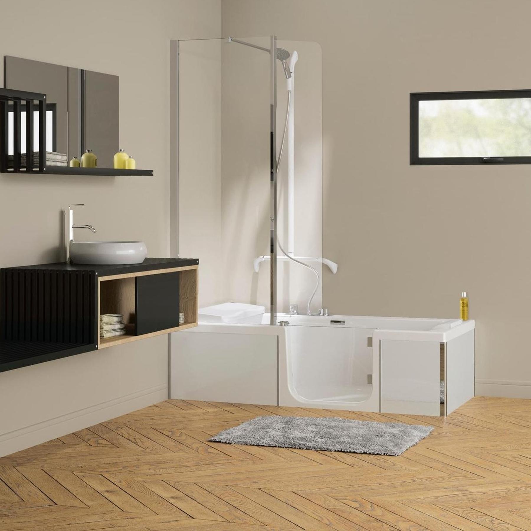 Baignoire à porte PMR DUO Pack Sérénité Plus 160x75 pose en angle ...