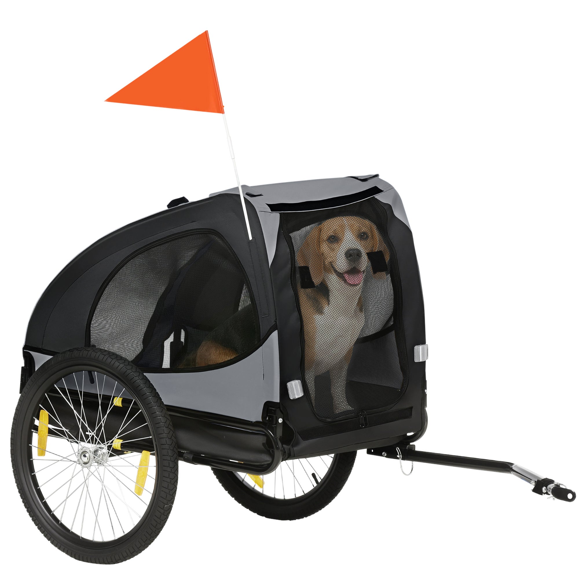 Remorque vélo chien fenêtres filet réflecteurs fanion sécurité ...