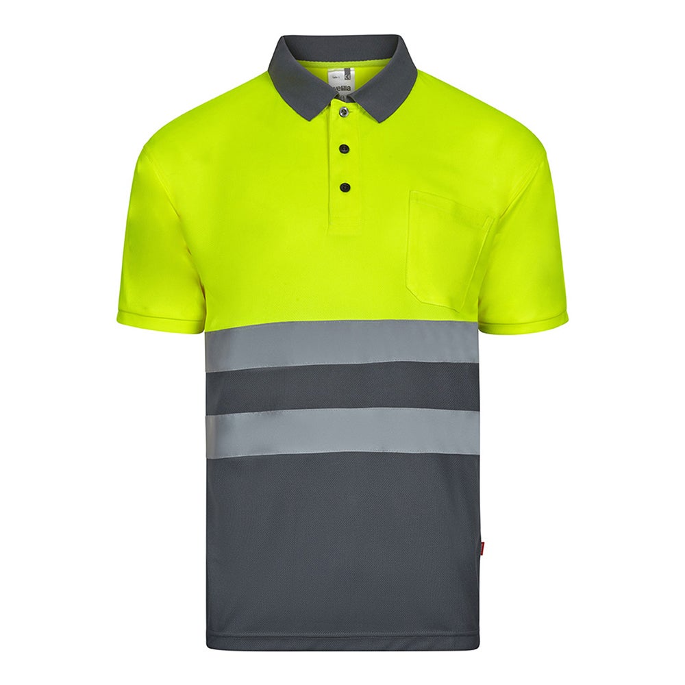 Polo bicolor AV - Manga corta - Gris / Amarillo flúor - Talla XL ...