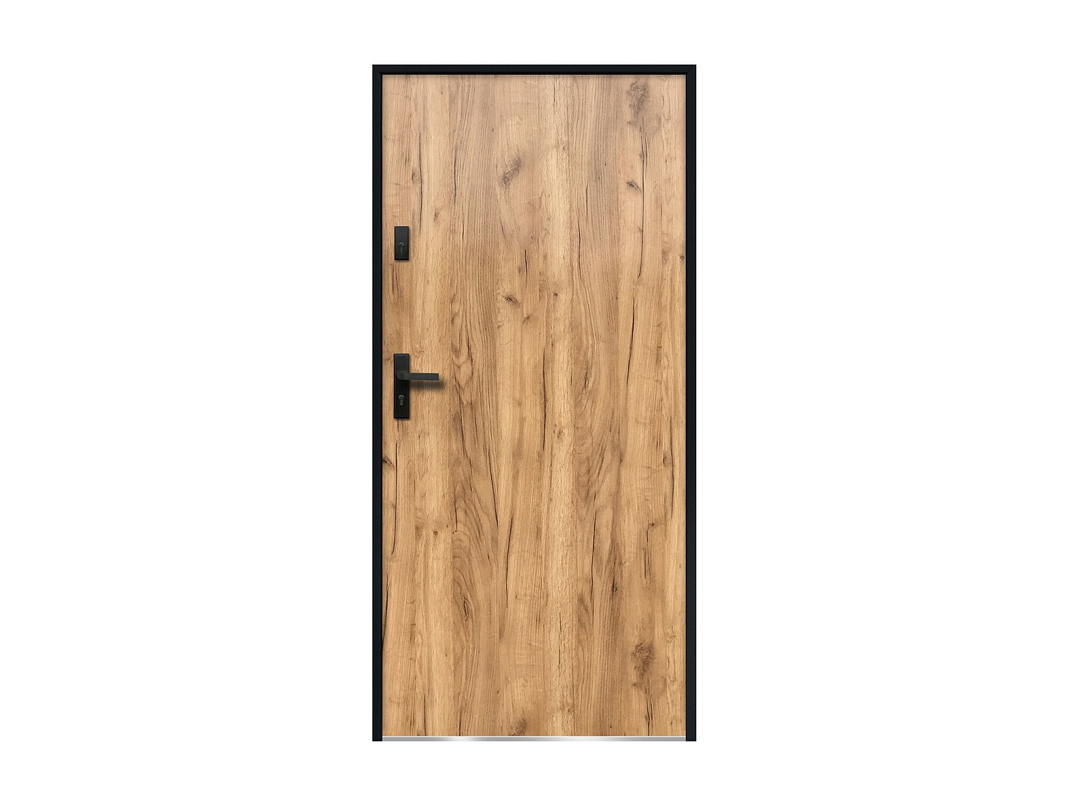 Porte d'entrée en acier pleine H207 x L100 cm effet chêne - épaisseur ...