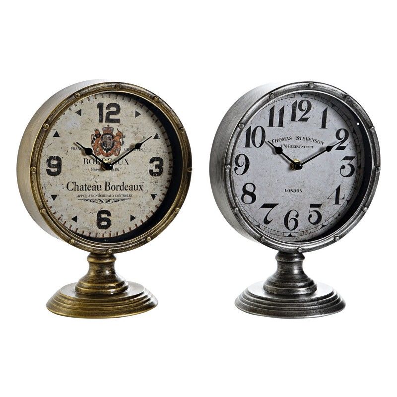 Horloge de table DKD Home Decor Verre Argenté Doré Métal (20,5 x 13,5 x ...