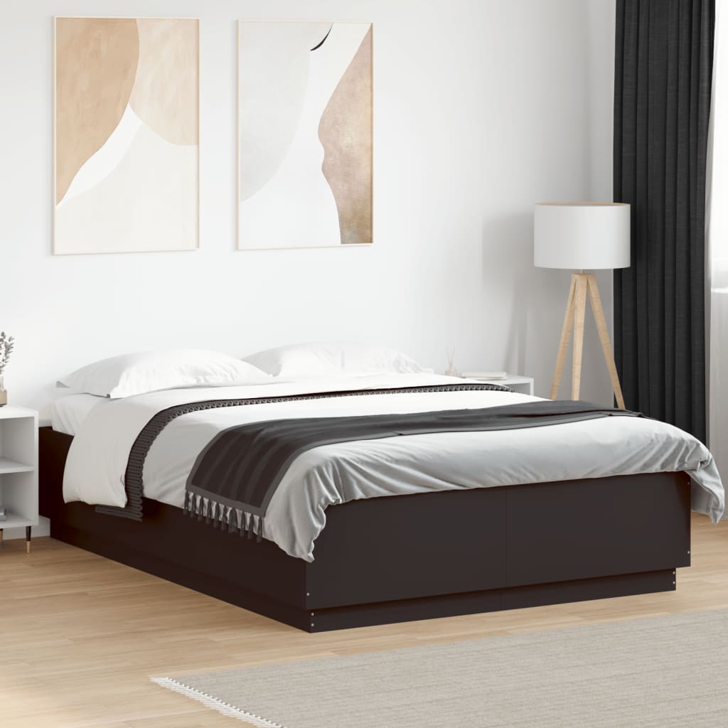 Estructura de cama negra de madera contrachapada 160x200 cm | Leroy Merlin