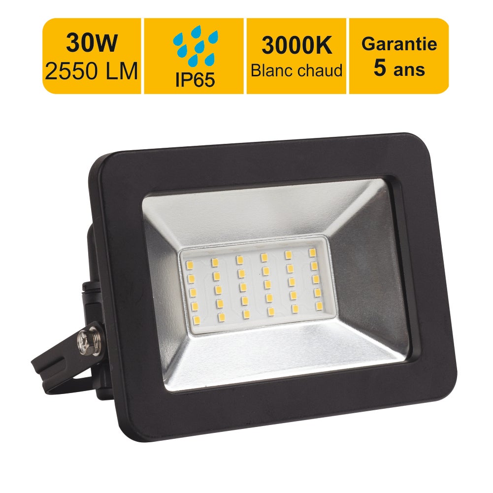 Projecteur LED 30W 2550 LM 3000K IP65 connexion en direct - garantie 5 ...