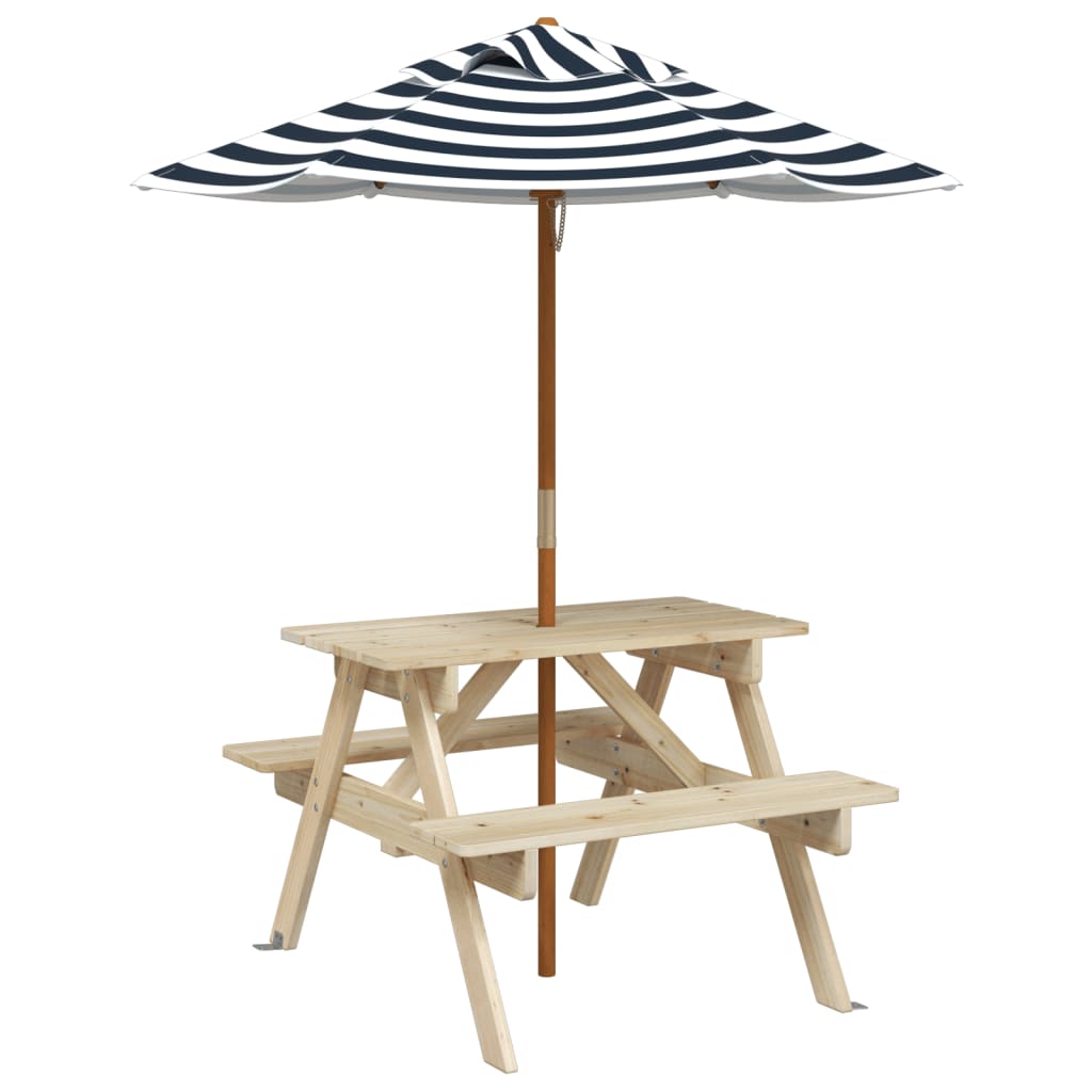 Table de pique-nique pour 4 enfants avec trou pour parasol, bois de ...