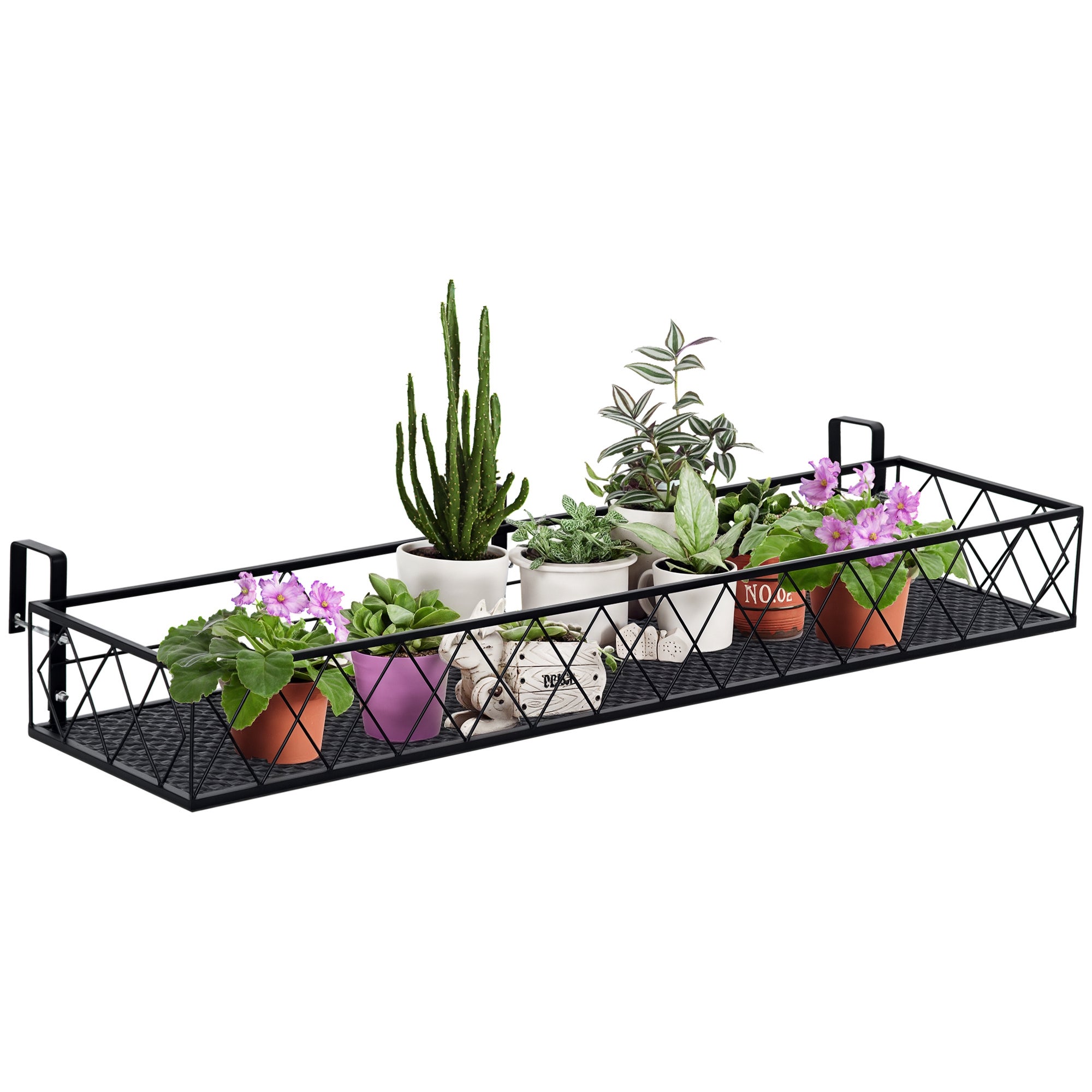 Porte-plante extérieur crochets rampe métallique balcon 100x31x12 cm ...