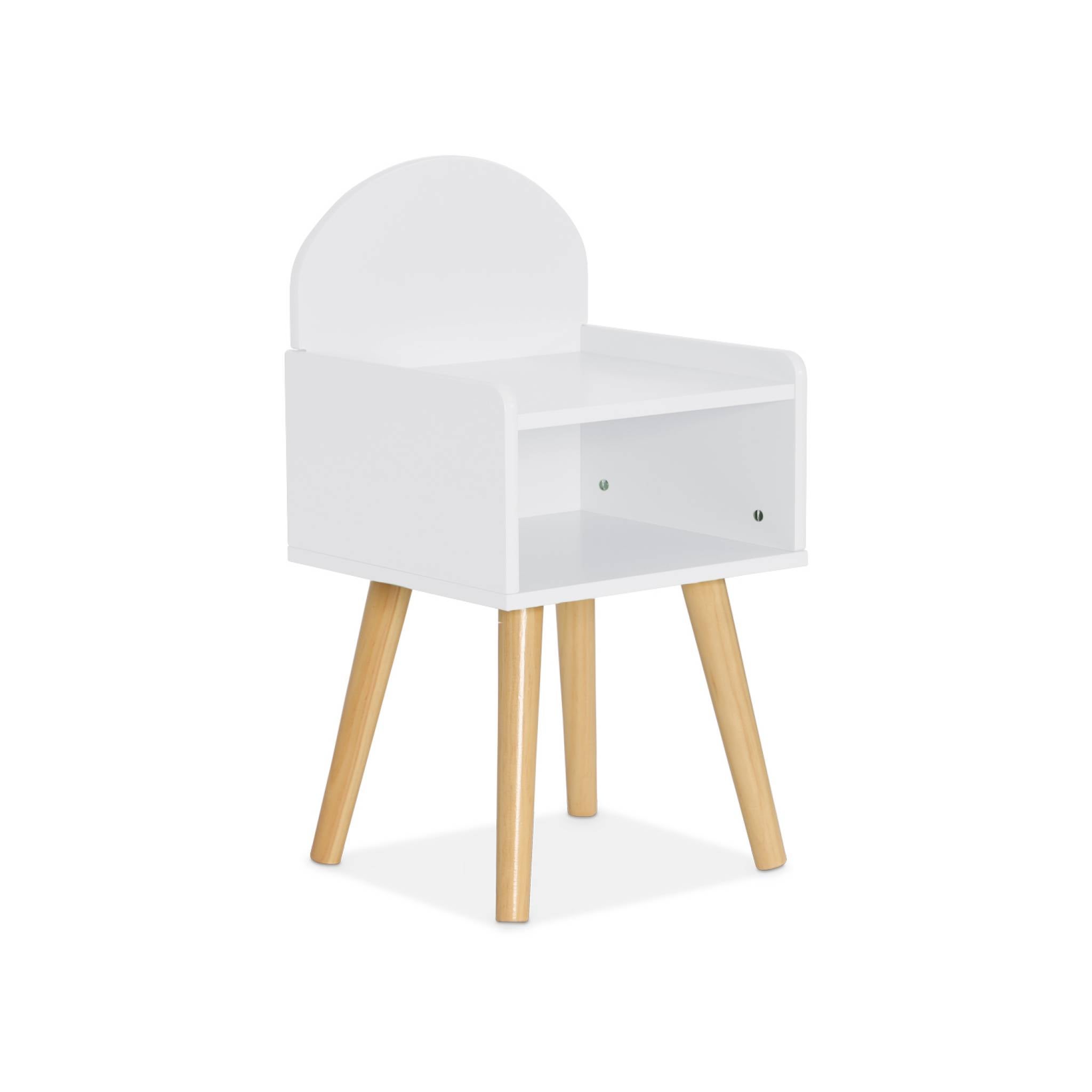 Table de chevet chambre enfant. blanc. pieds en pin | Leroy Merlin