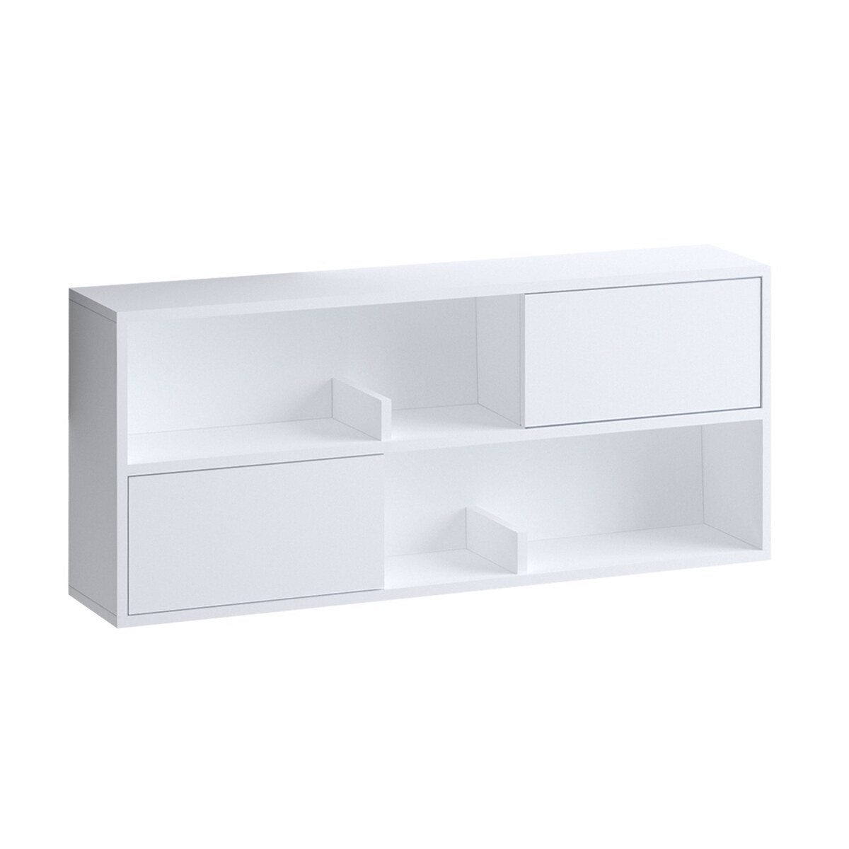Console suspendue blanche 2 niches et 2 portes L120 cm - FORKIS | Leroy ...